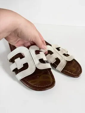 Sam Edelman | Shoes | Sam Edelman Bay Slide Sandals White Leather Size ...